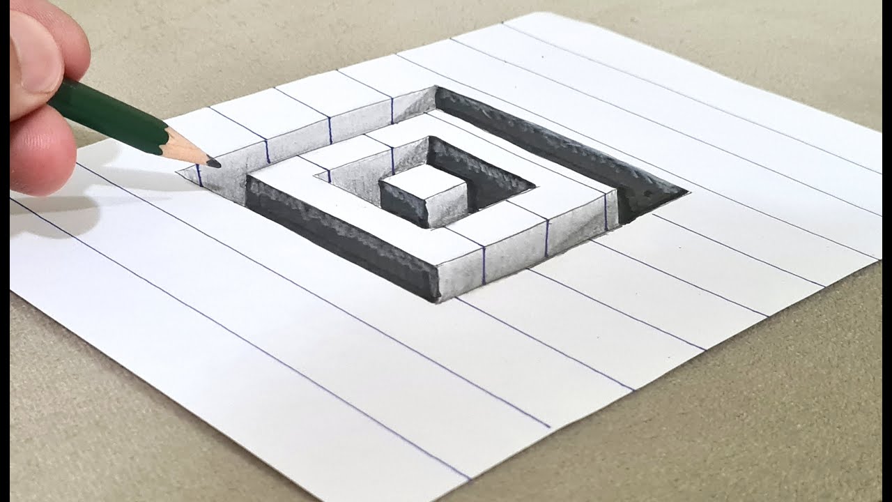 3d drawing easy, 3d drawing on paper, kolay 3 boyutlu çizimler - YouTube