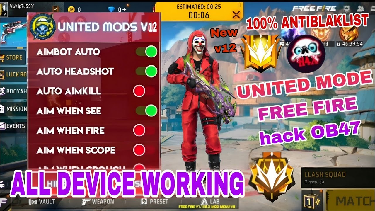 Free Fire United Mods V12 Latest |Version😱 Full Setup Process💥All ...