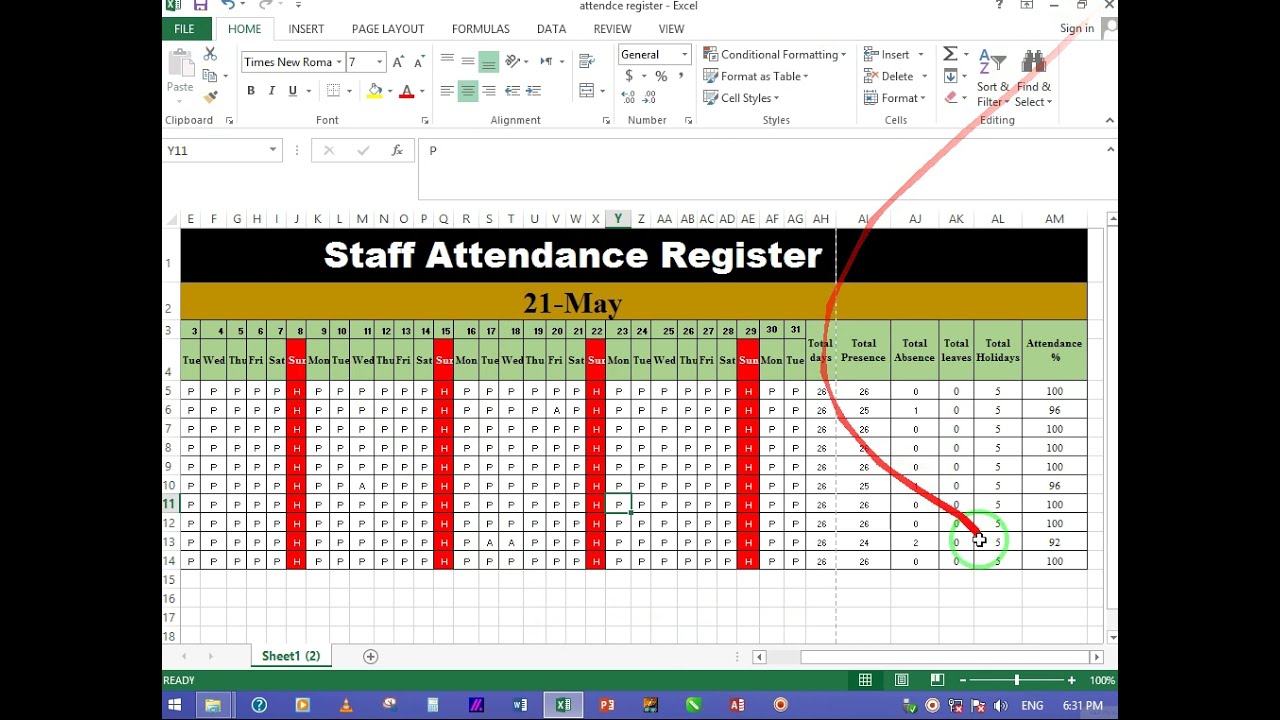 How To Make Staff Attendance Register In Excel Easy To Make Attendance Sheet YouTube How To Make Staff Attendance Register In Excel Easy To Make Attendance Sheet YouTube