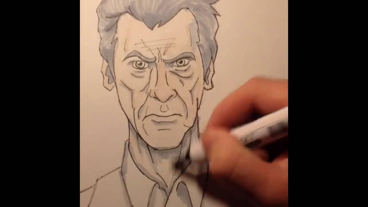 Hyperlapse Drawing: Peter Capaldi A.K.A The 12th Doctor - YouTube