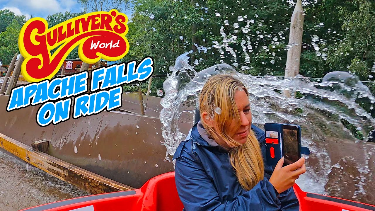 Apache Falls On Ride Soaking at Gulliver's World (Aug 2021) [4K] - YouTube