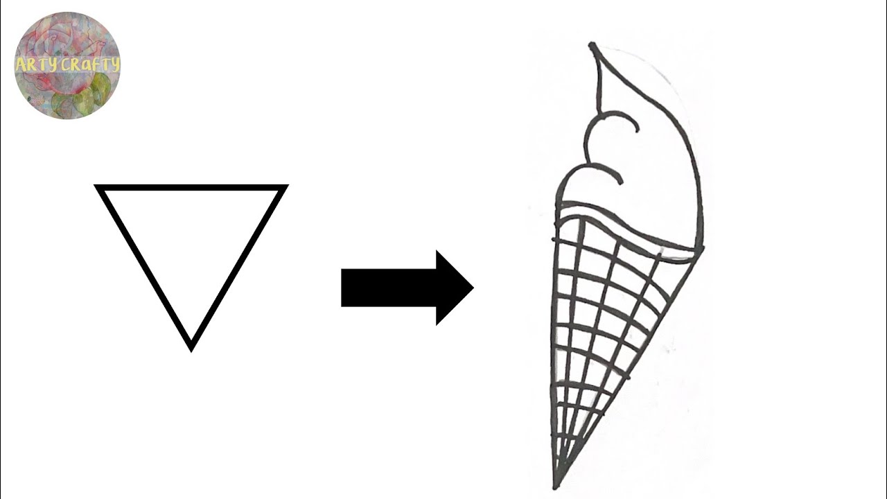 How to draw a icecream from a triangle step by step for beginners |Easy ...