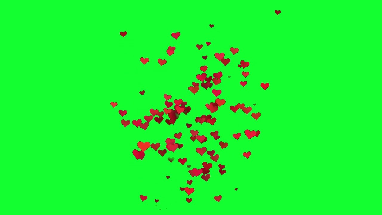 ️ CORAZONES en el aire fondo verde 💘 [ recurso chroma key DIA DE LOS ...