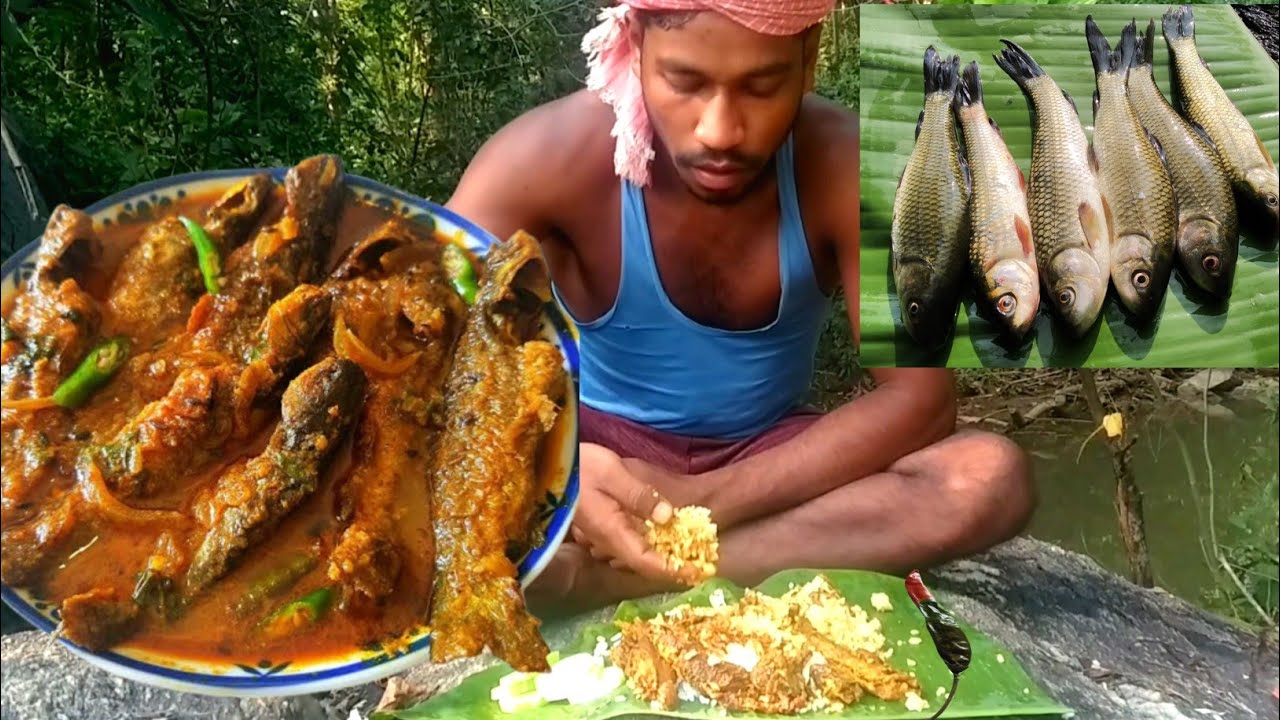 SMALL FISH curry recipe village style || small fish cooking and eating ...