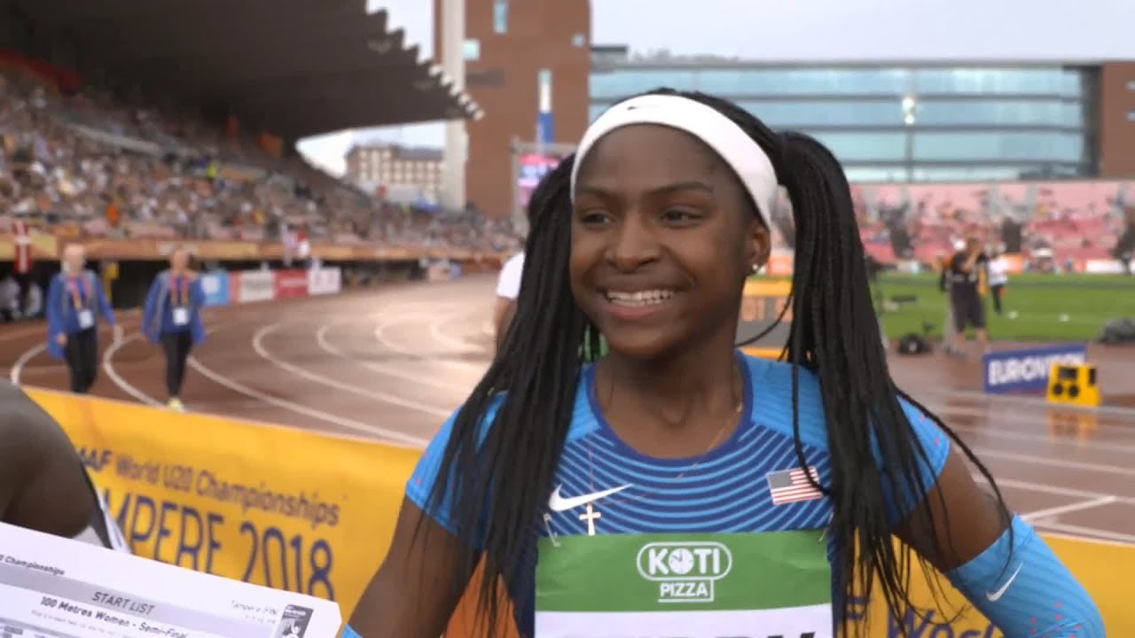 IAAF World U20 Tampere - Twanisha Terry USA 100 Metres Heat 1 - YouTube