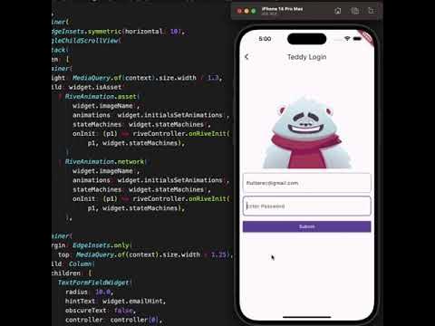 Flutter login animation with rive file and flutter_rive_login package ...