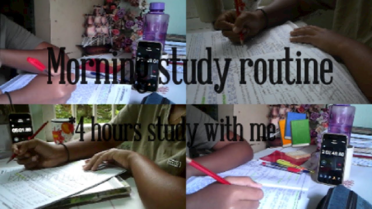 Morning study routine ☀ | 4 hours study with me📚 | study vlog ...