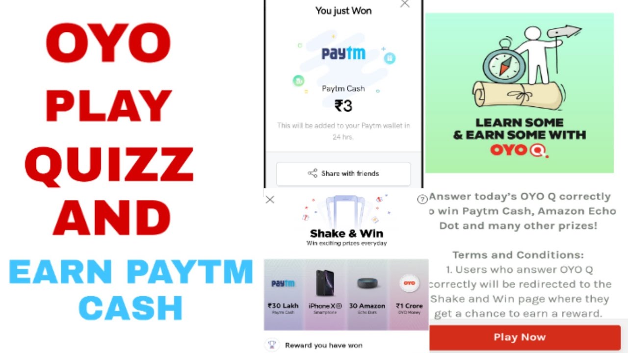 OYO PLAY AND WIN || EARN PAYTM CASH || OYO OFFER - YouTube