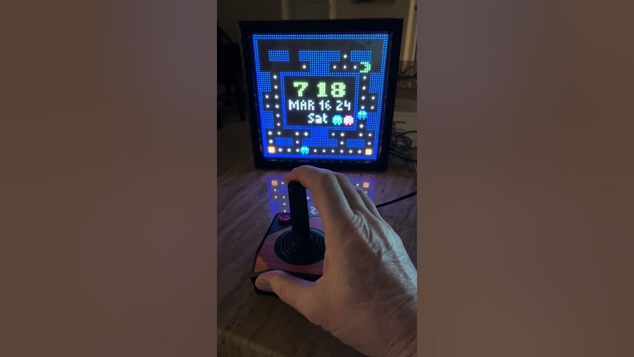 ESP32 Pacman Game Clock on 64x64 RGB LED Display, with Joystick - YouTube