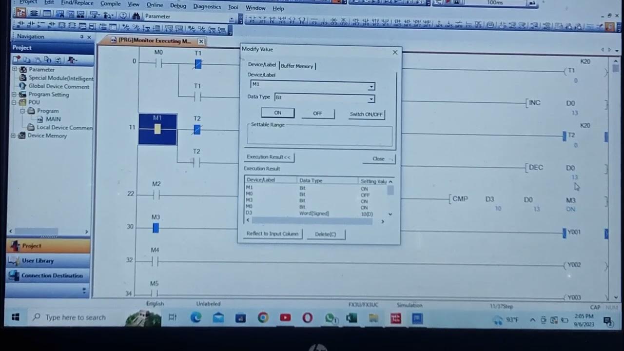 Increment decrement and CMP function using Mitsubishi PlC. - YouTube