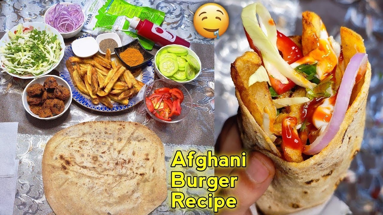 Afghani Burger Recipe | Afghani Burger Wrap | French Fries Roll ...