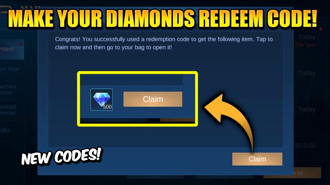 HOW TO MAKE YOUR OWN DIAMONDS REDEEM CODE (LEGIT) IN MOBILE LEGENDS ...