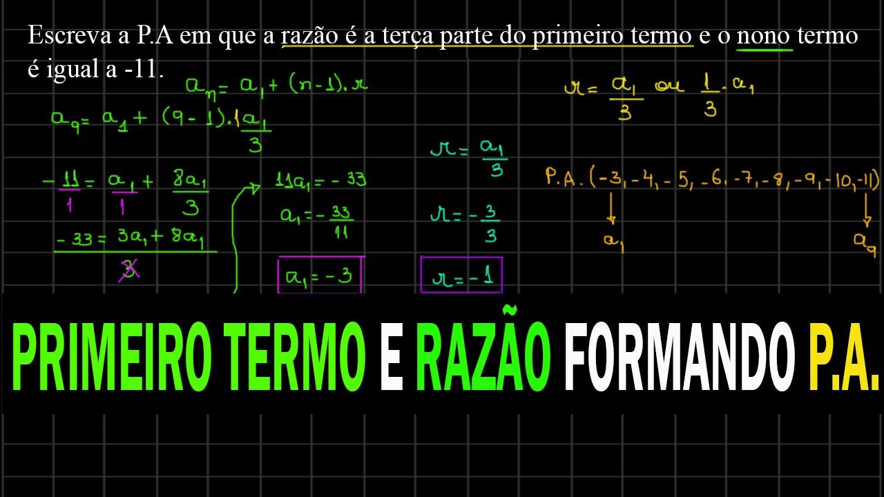 Escreva a PA em que a razao é a terça parte do primeiro termo ...