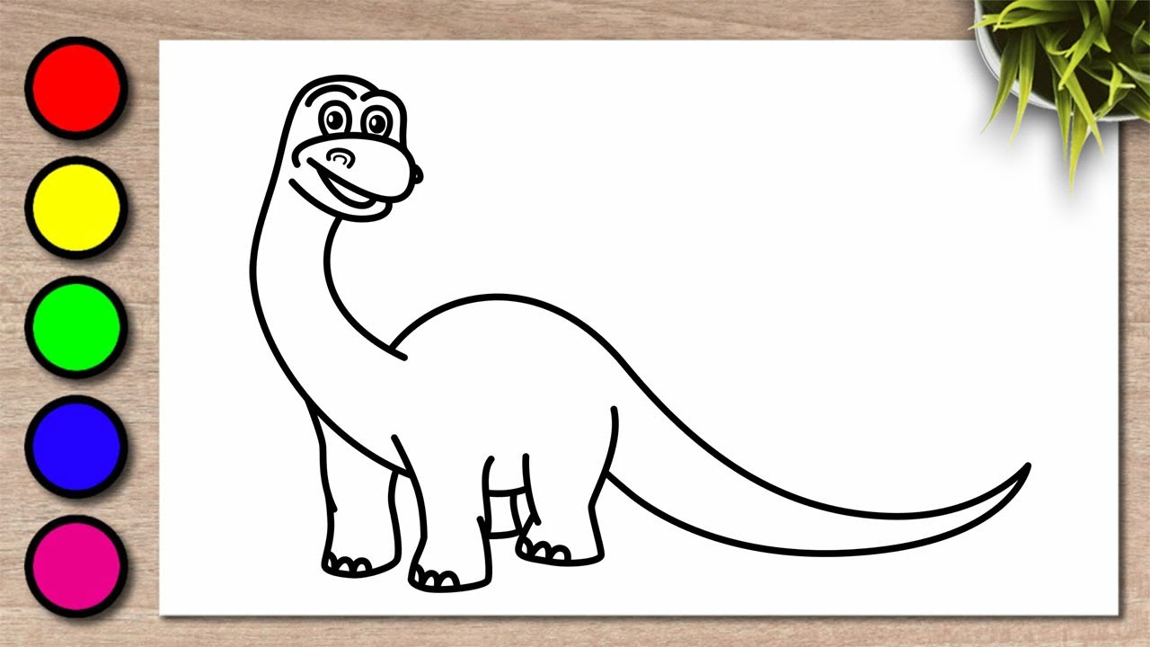 How to Draw Cute Brontosaurus and Coloring for Kids and Coloring ...