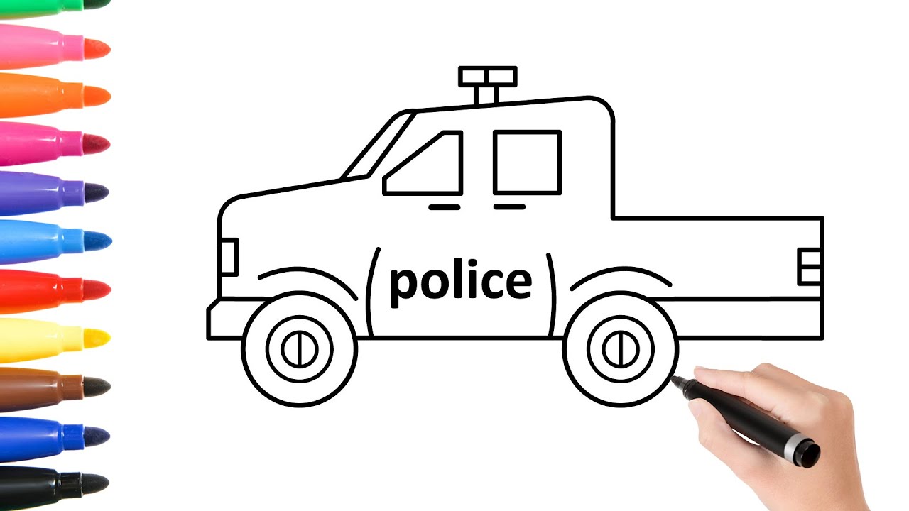 How to Draw a Police Pickup🚔| Easy Cute Drawings for Kids - YouTube