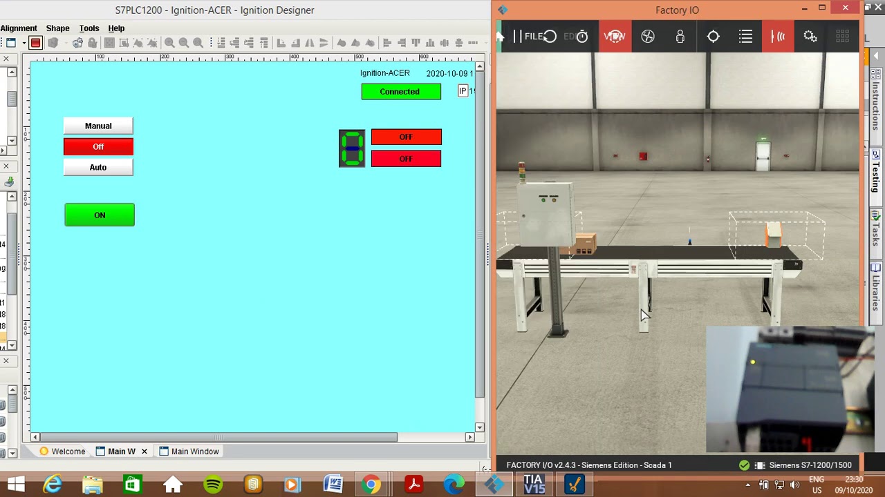 Ignition SCADA with S7 1200 PLC & Factory IO (Control Auto / Manual of ...