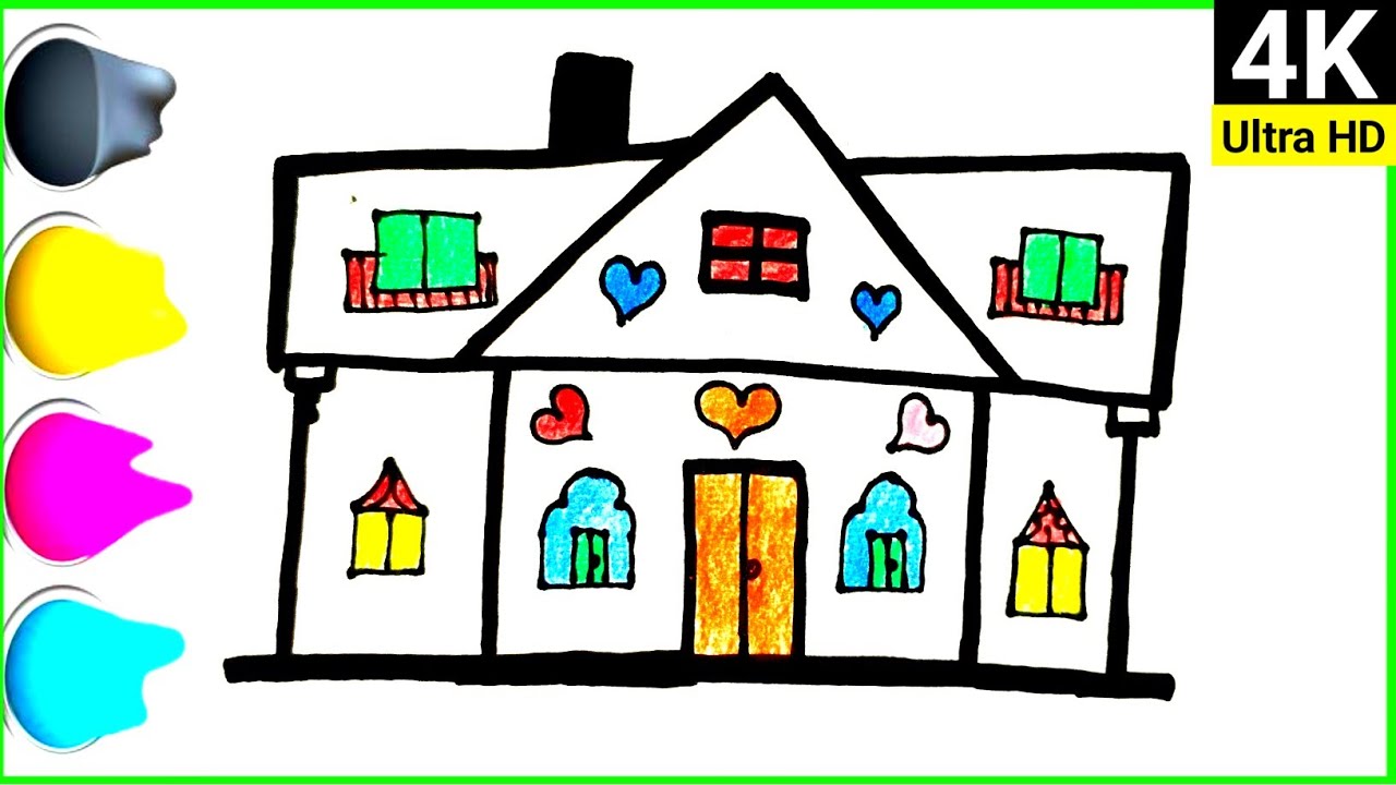How to draw a house || house drawing easy || ghar ka drawing kaise ...