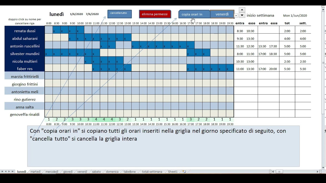 Orari settimanali con Excel - YouTube
