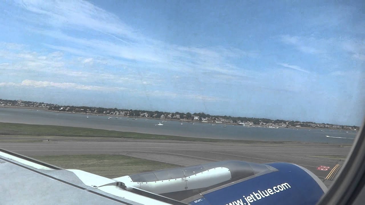 Jetblue A320 takeoff from Boston Logan International Airport 7/21/13 ...