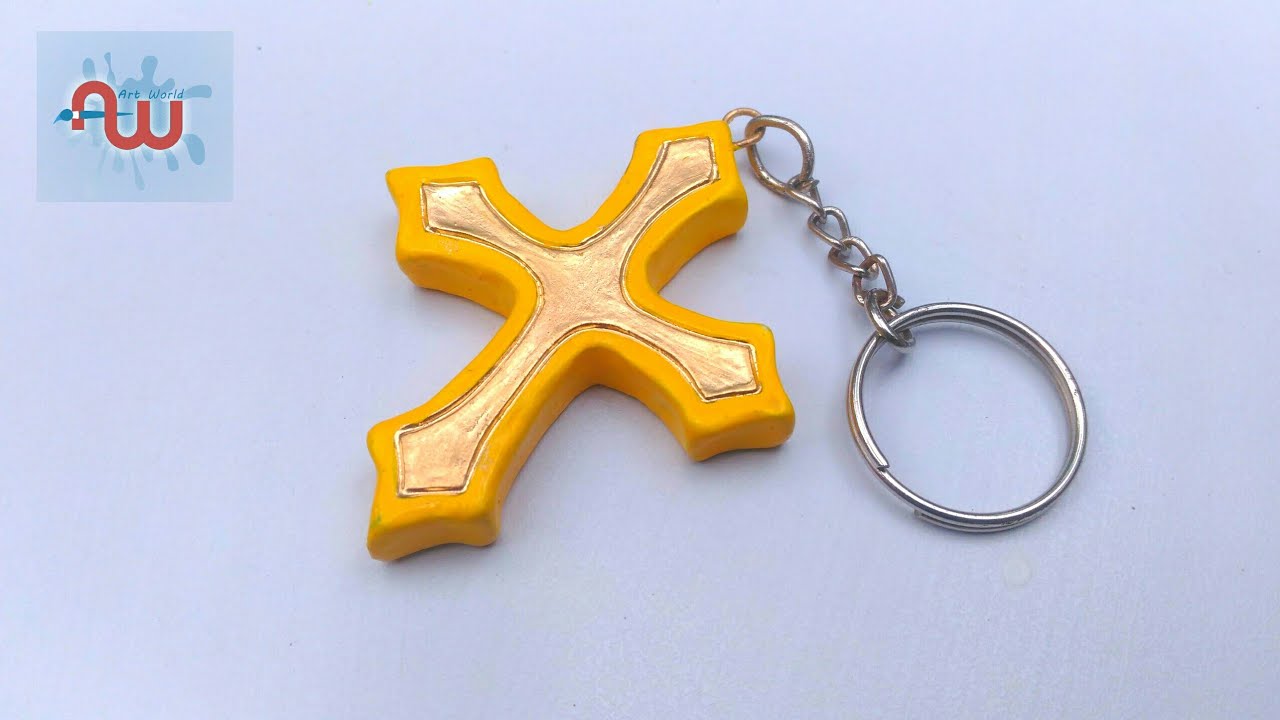 how to make a keychain | jesus keychain | clay keychain - YouTube