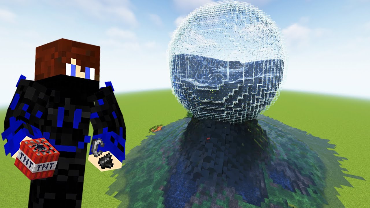 Minecraft Giant water Ball but it's realistic water Physics - YouTube