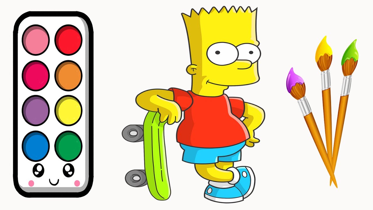 How To Drawing and Coloring Bart Simpson Easy Step By Step - YouTube
