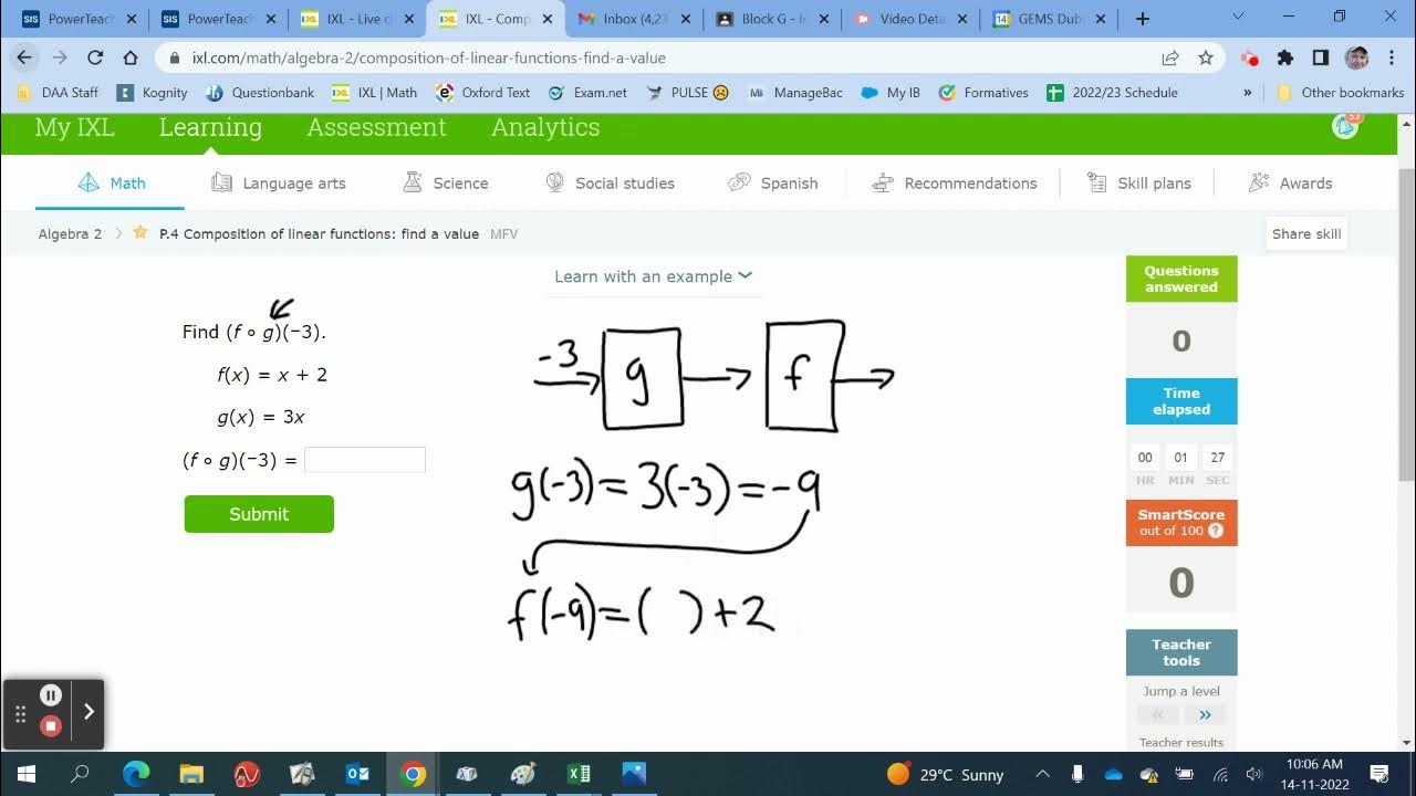 IXL.A2 P4 (MFV): Composition of linear functions : find a value - YouTube