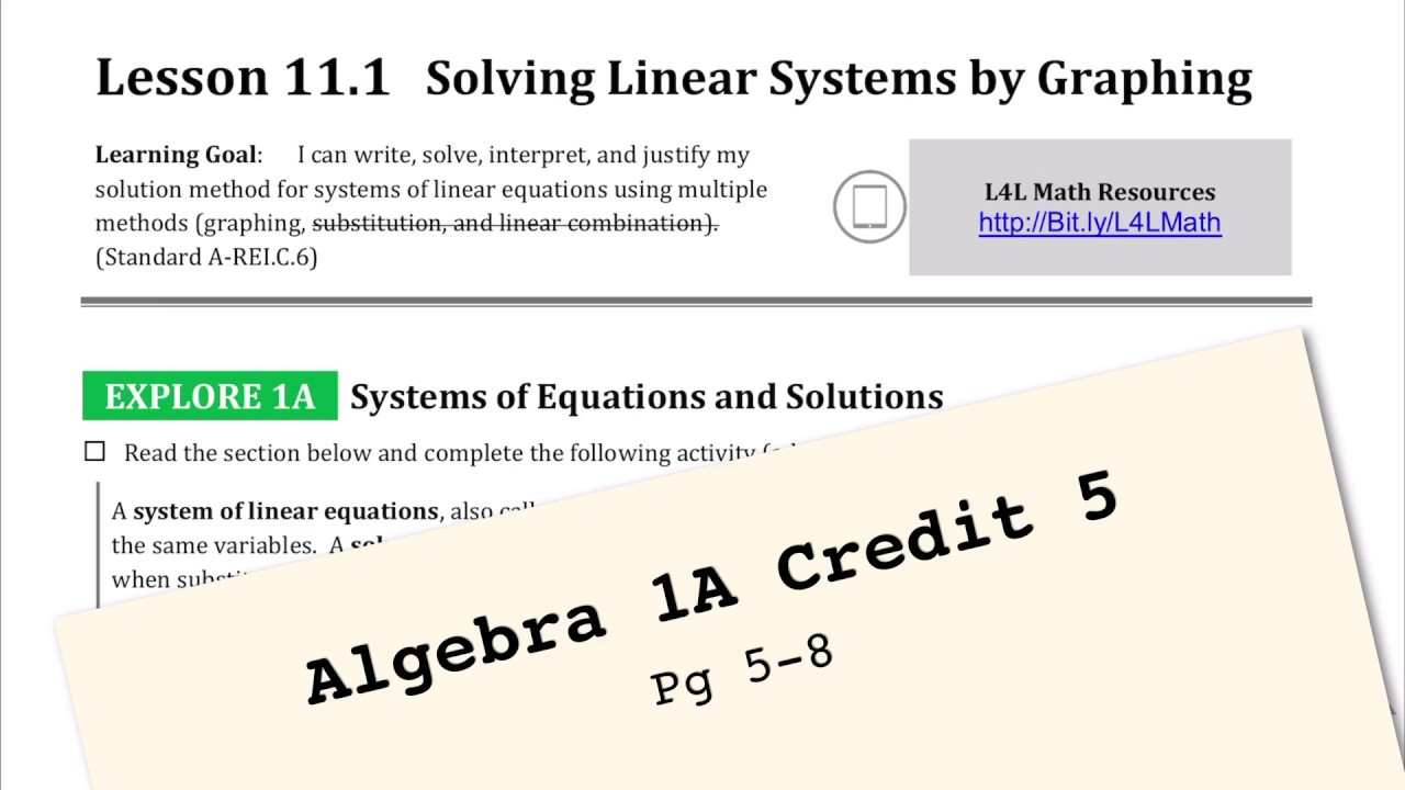Lesson 11.1 Explore 1A/Explore 1B/Explain 1A - YouTube