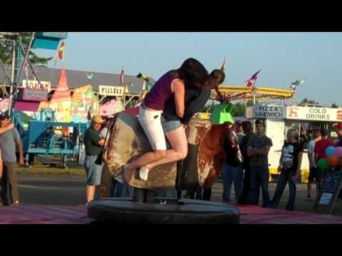 2 girls on a bull, pittston fair maine 2009 - YouTube