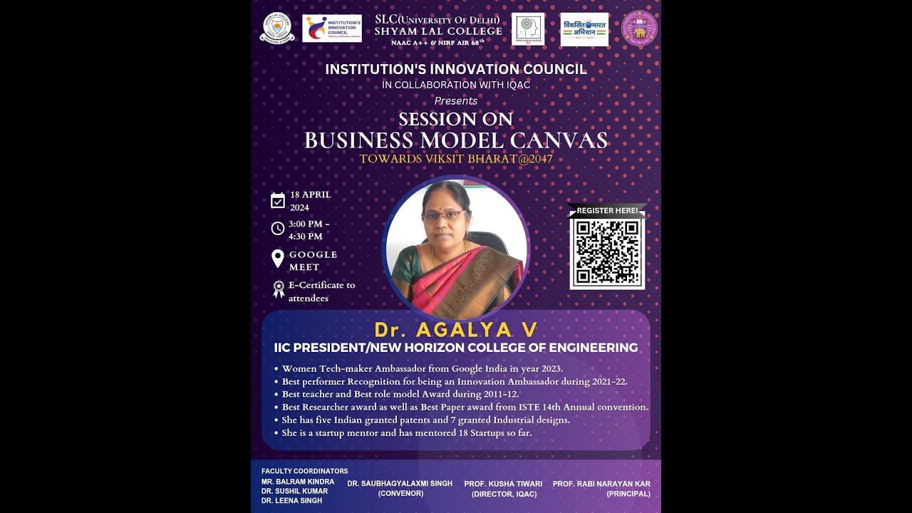Session on Business Model Canvas by Dr AGALYA V - YouTube