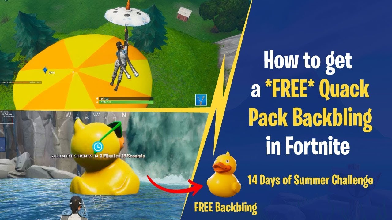How to get *FREE* Quack Pack Backbling | Visit a Giant Beach Umberlla ...