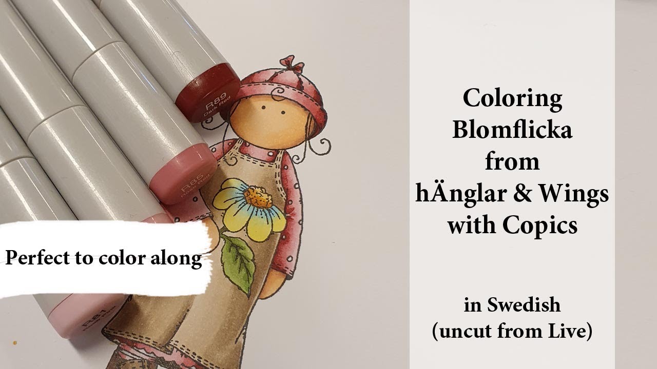Copic Färgläggning - Blomflicka från hÄnglar & Wings - YouTube
