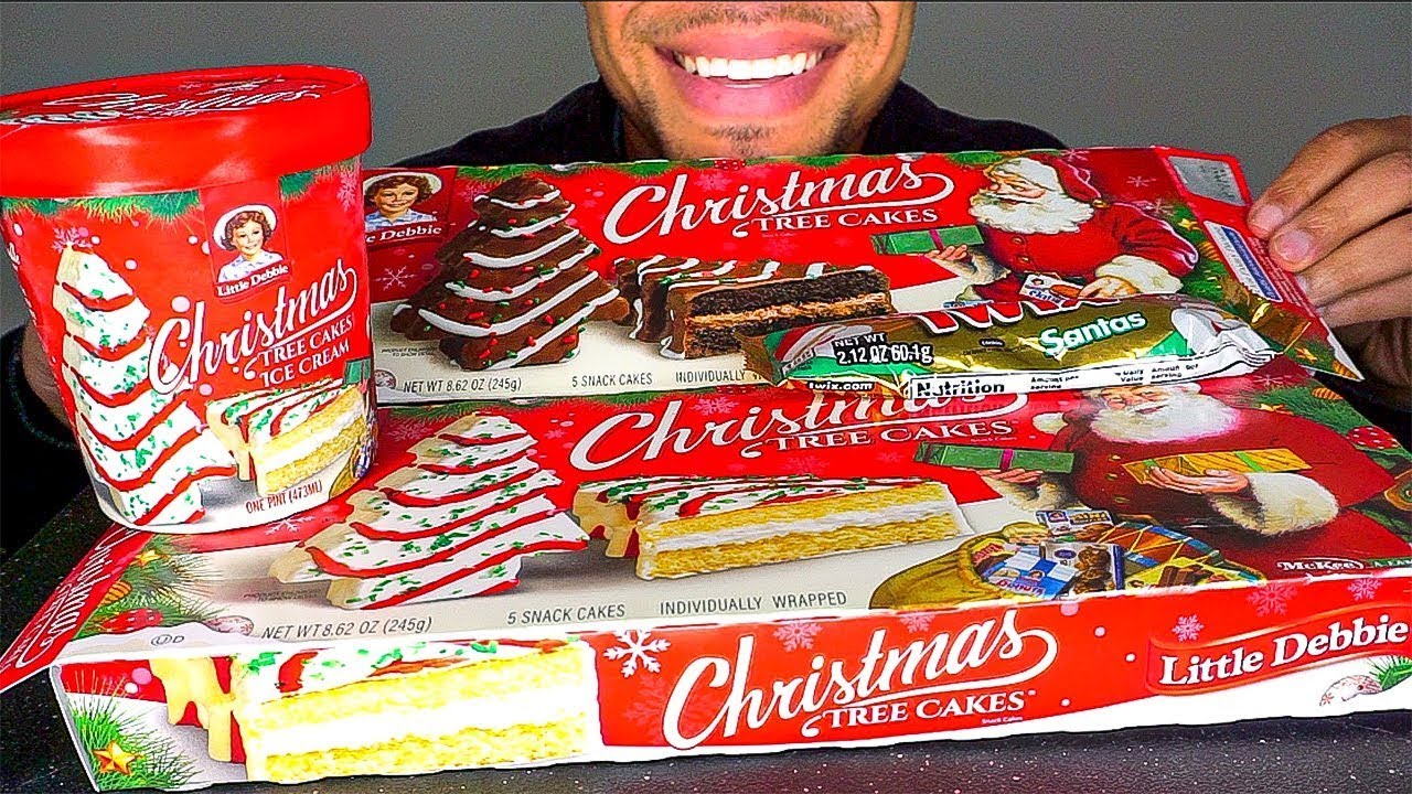 ASMR LITTLE DEBBIE CHRISTMAS TREE ICE CREAM CAKES HOLIDAY CANDY SWEETS ...