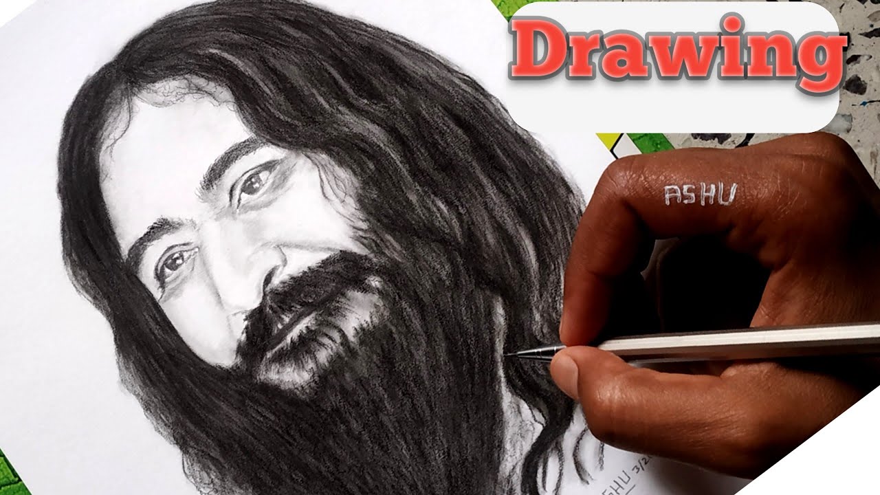Shri Ashutosh Maharaj Ji drawing|Ashu Baba sketch - YouTube