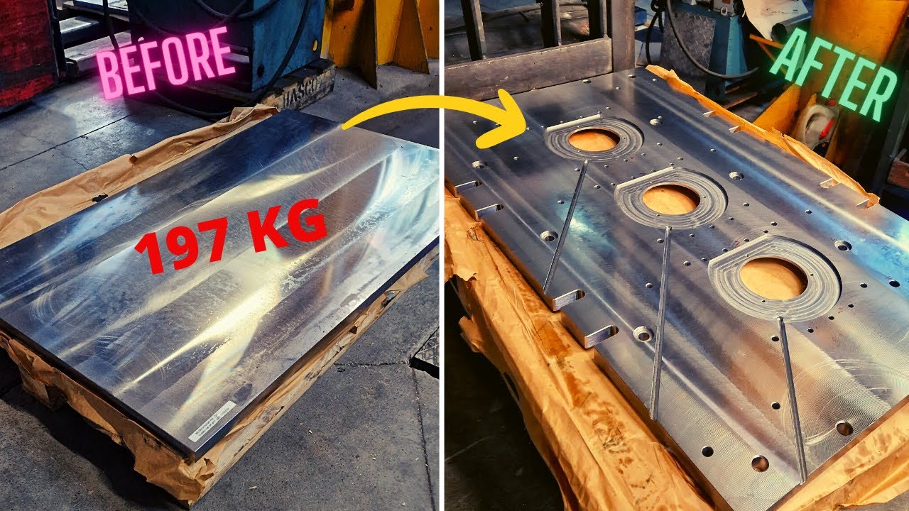 Milling of a large steel plate (cnc milling) - YouTube