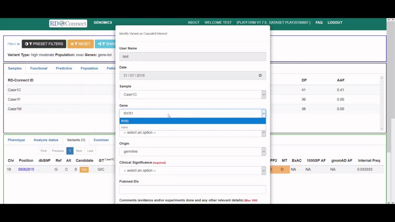 Tagging genetic variants in the RD-Connect Genome-Phenome Analysis ...