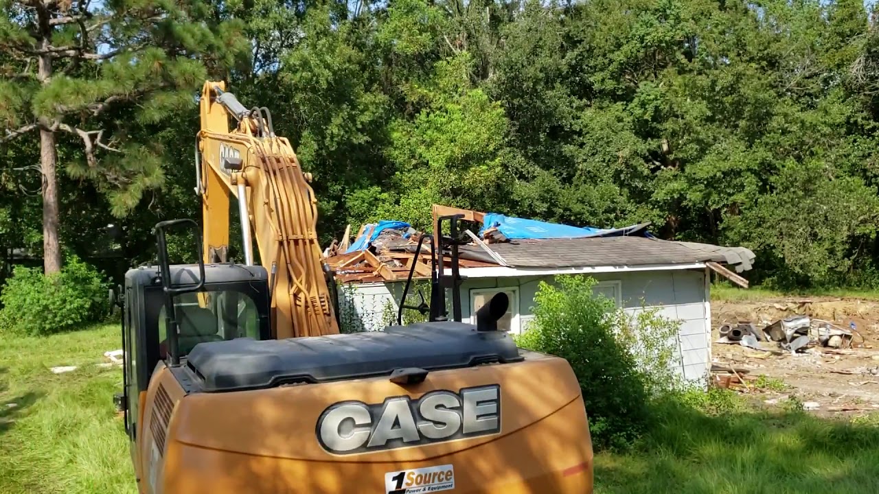 House Demolition with 210 Case Excavator / Trackhoe - YouTube