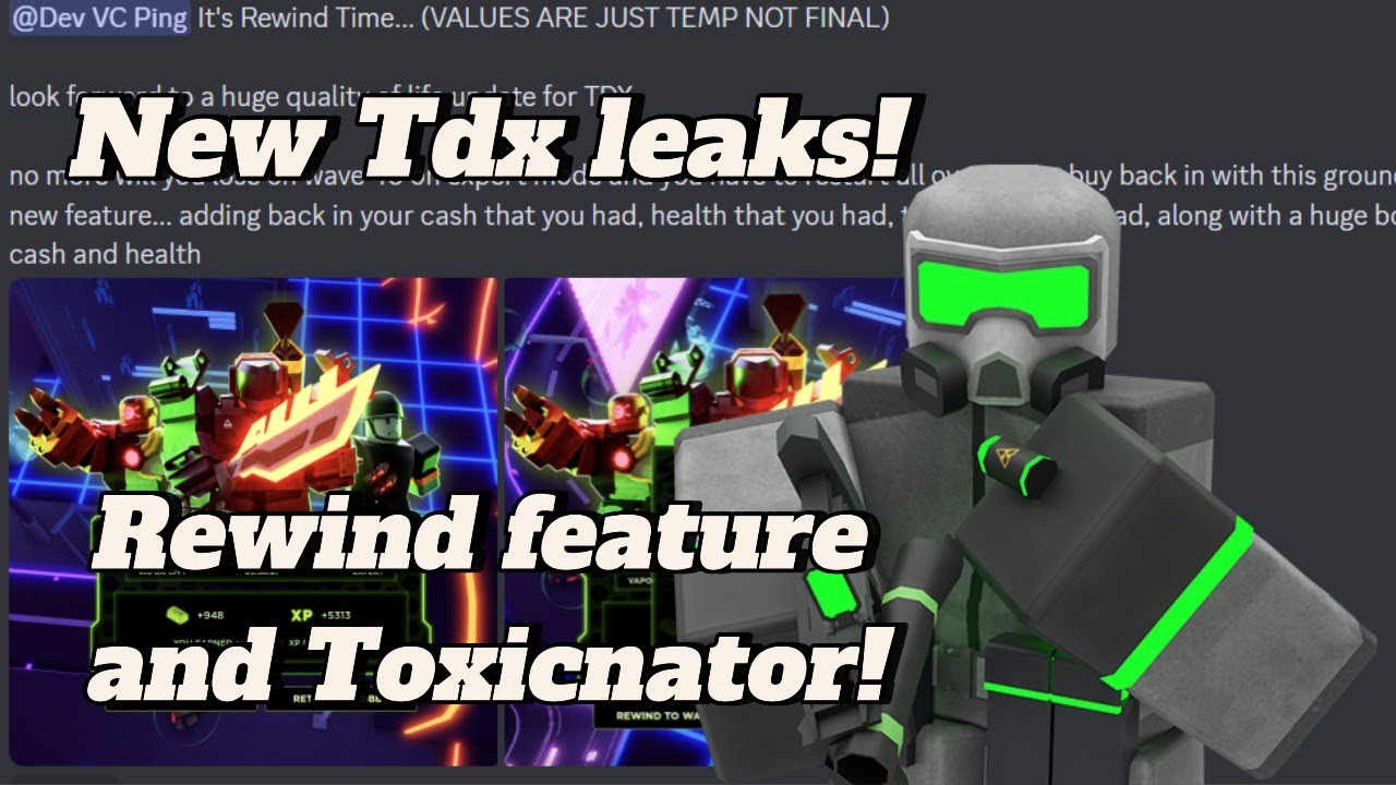 New rewind feature and toxicnator tower?! | Tdx | Roblox - YouTube