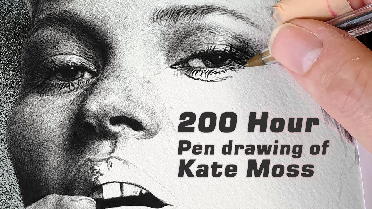 200 hours drawing KATE MOSS - Not just a drawing... - YouTube