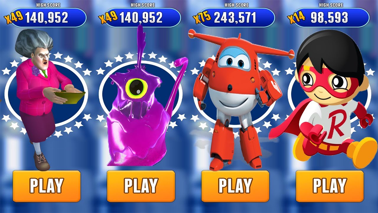 Scary Teacher 3D Run vs Tag with Ryan vs Super Wings : Jett Run vs ...