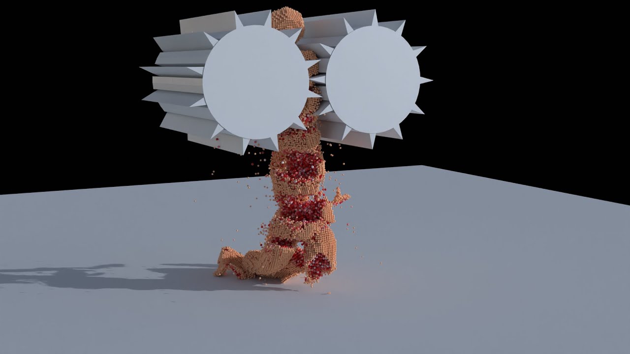 Molecular shredder destroing ragdoll | blender animation | high fps ...