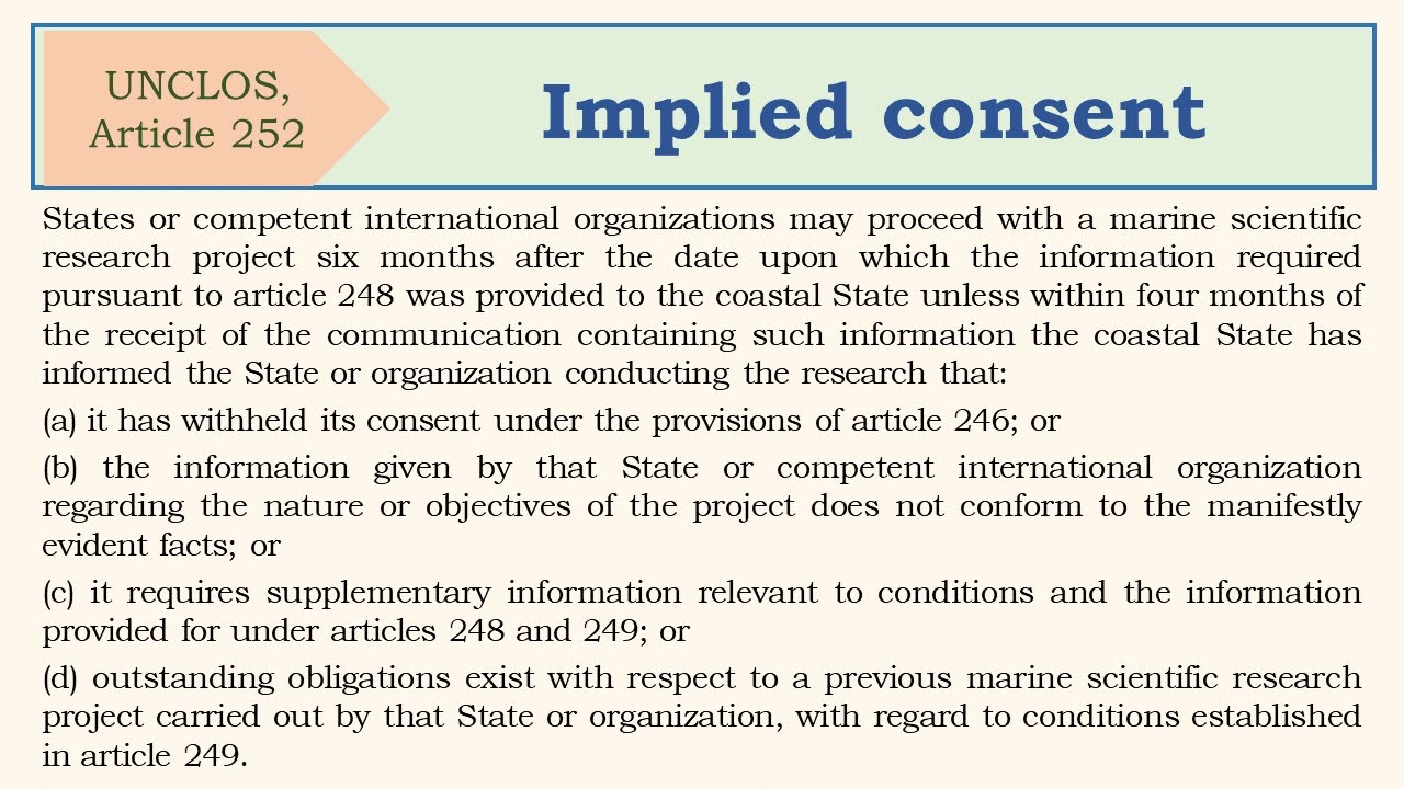 Law of the Sea Convention, Article 252, Implied consent - YouTube