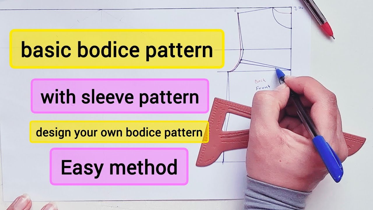 🟣 easiest basic bodice pattern with sleeve pattern|design your own ...
