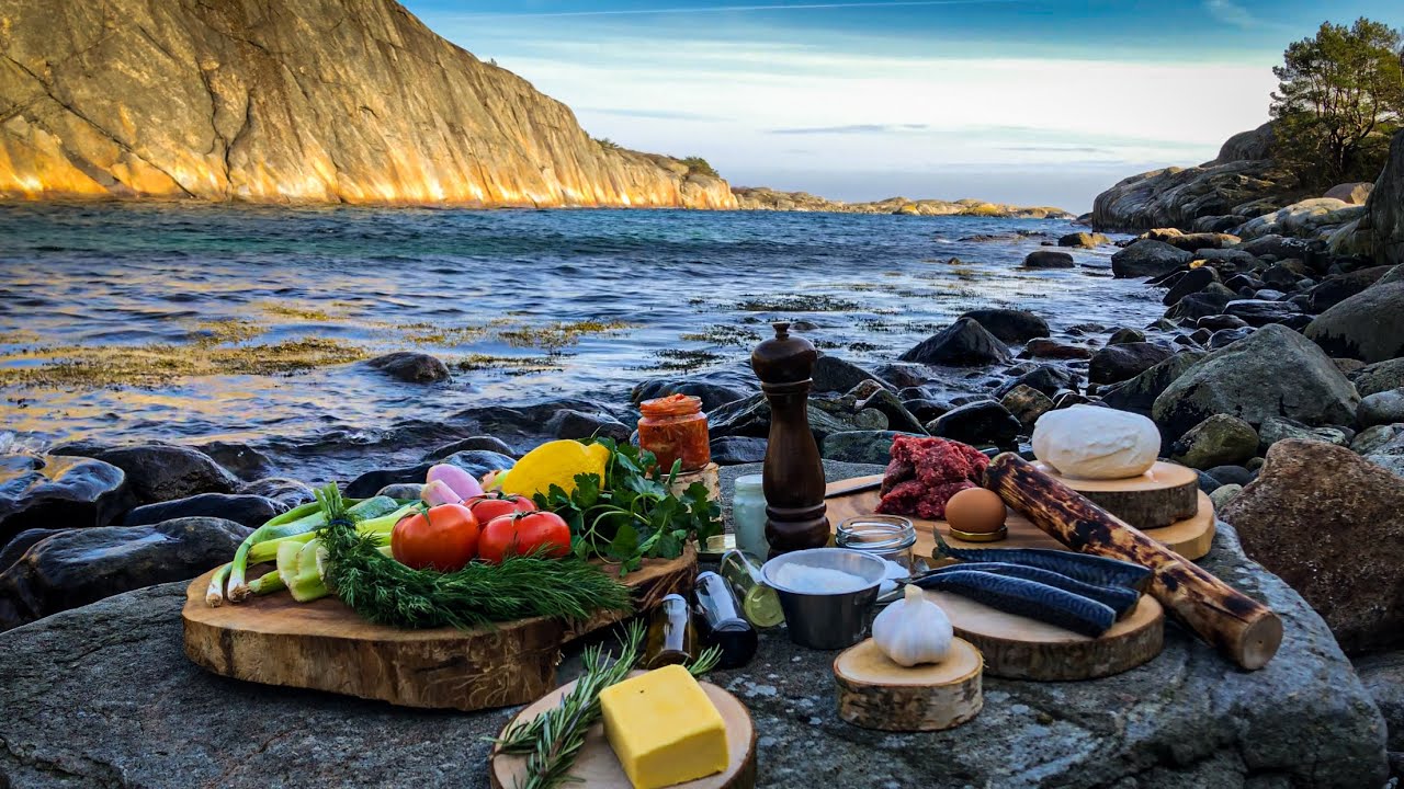 Cooking by the Ocean | Deer meatballs + Pita bread | Relaxing, ASMR in ...