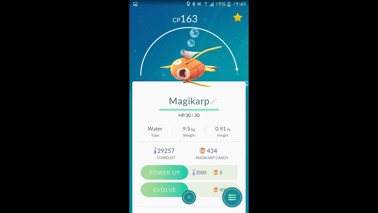 CP163 Magikarp Evolution & power up (Trainer LV24) - YouTube