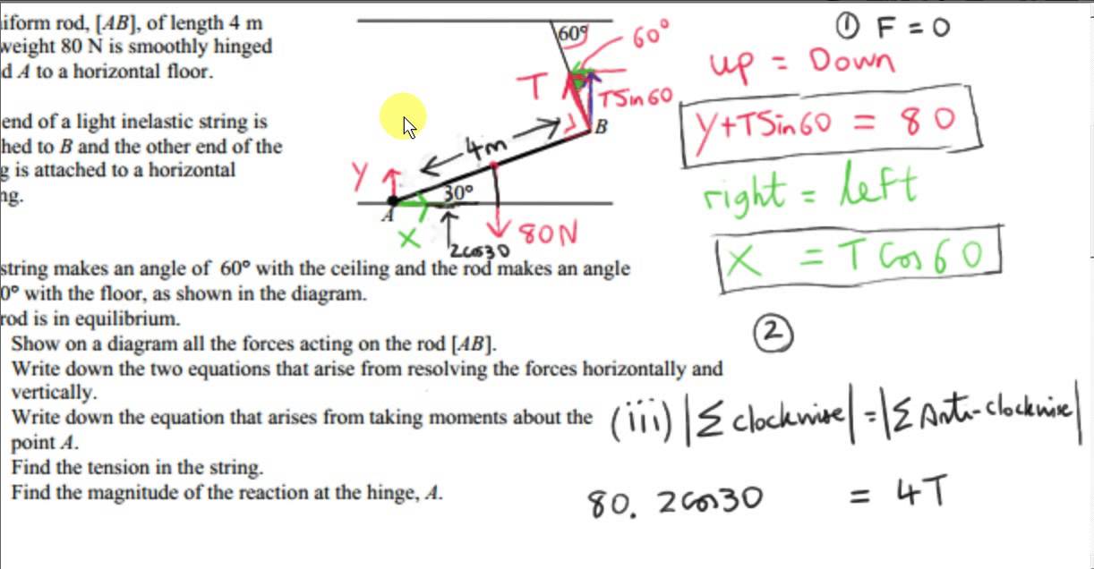Statics - Equilibrium Examples (2012 2011 OL) - YouTube