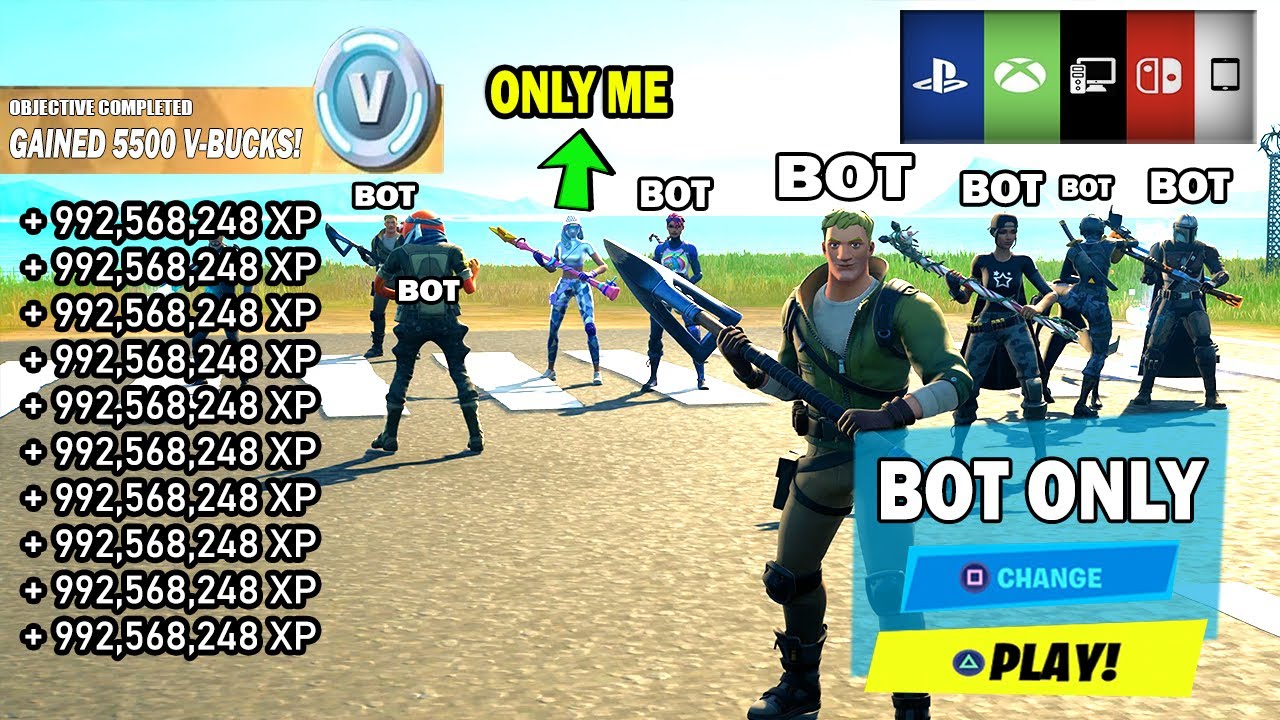How To Get Into a BOT LOBBIES In Fortnite Chapter 2 Season 5 Full Bots ...