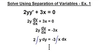 DIFFERENTIAL EQUATIONS 2 - 1ST ORDER SEPARATION OF VARIABLES - YouTube