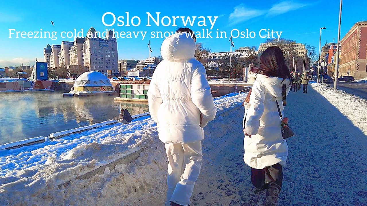 OSLO NORWAY, Heavy Snow And Freezing Cold Walk In Oslo City🇳🇴 Virtual Walking Tour 4K/60ftp ...