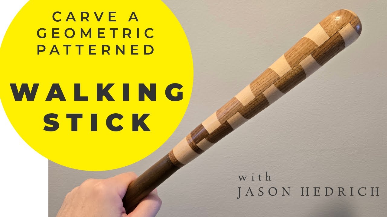 CARVE a WALKING STICK with GEOMETRIC PATTERN - YouTube
